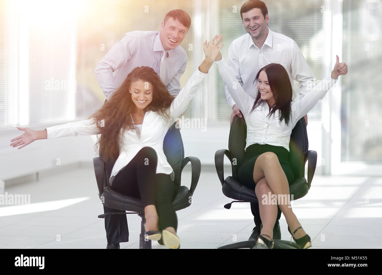 enthusiastic business team in office Stock Photo - Alamy