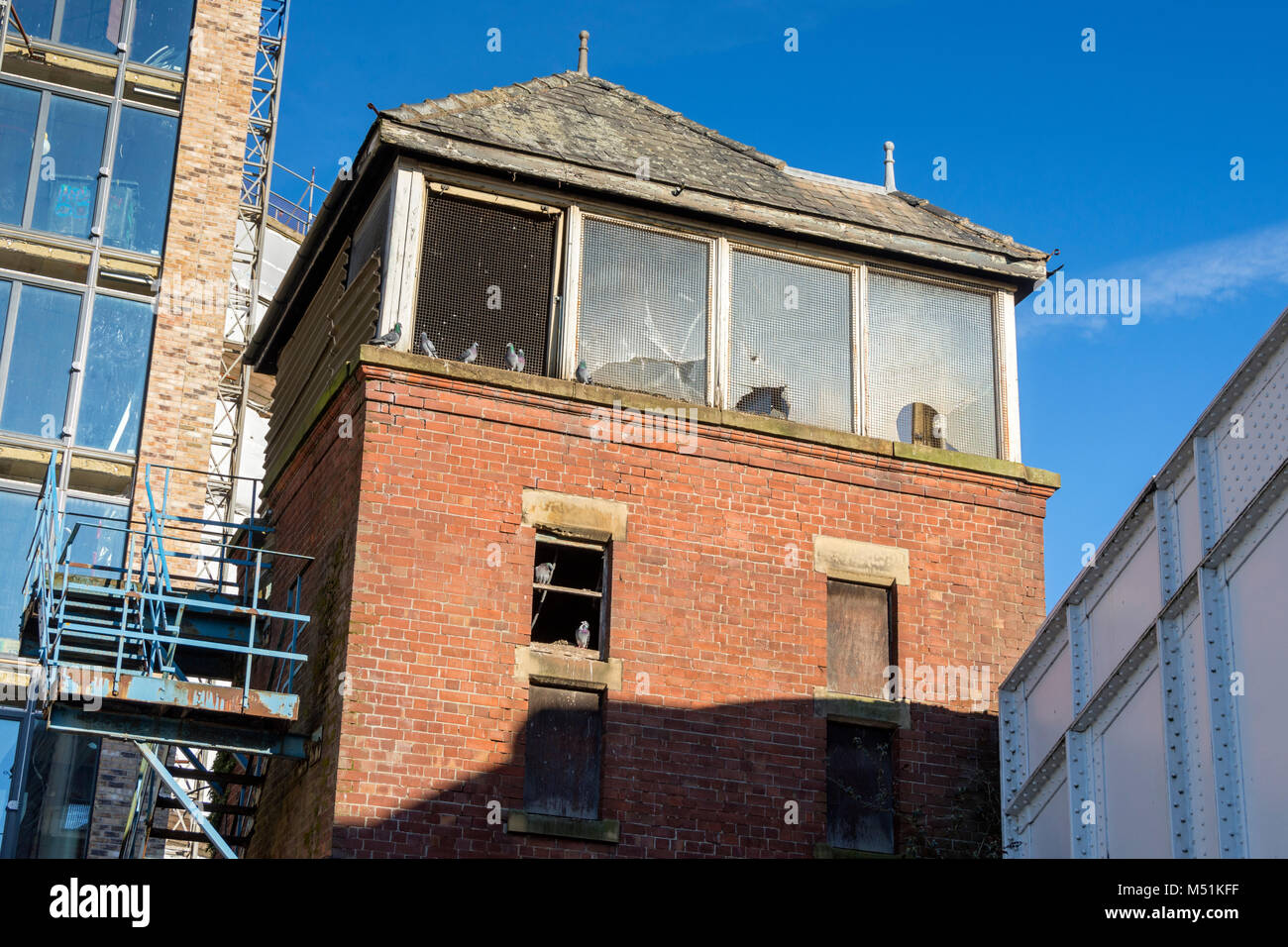 The derelict control tower for the Trafford Road Swing Bridge, built ...