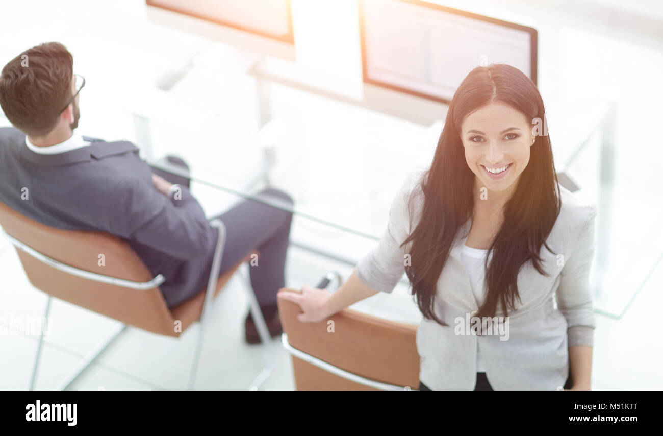 successful business woman standing near modern workplace Stock Photo ...