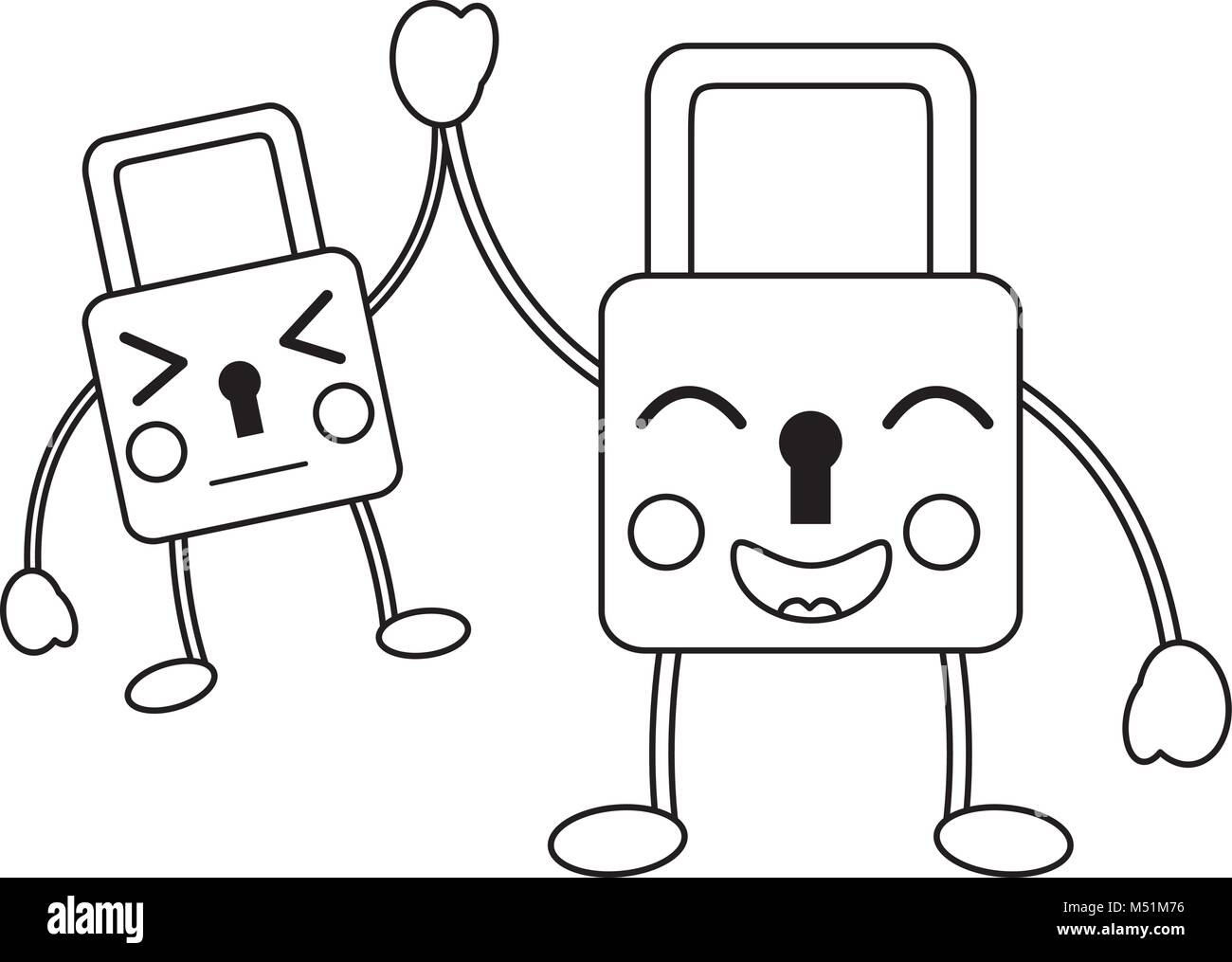 Padlock cartoon Black and White Stock Photos & Images - Alamy