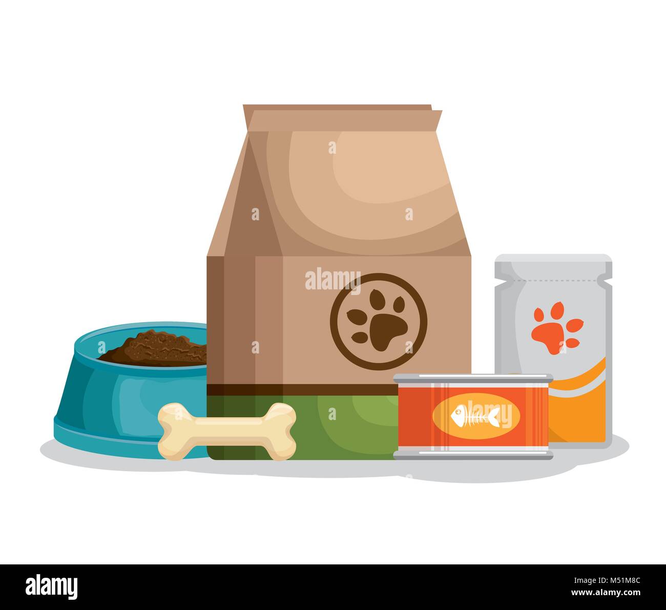 Pet products food set Cut Out Stock Images & Pictures - Alamy