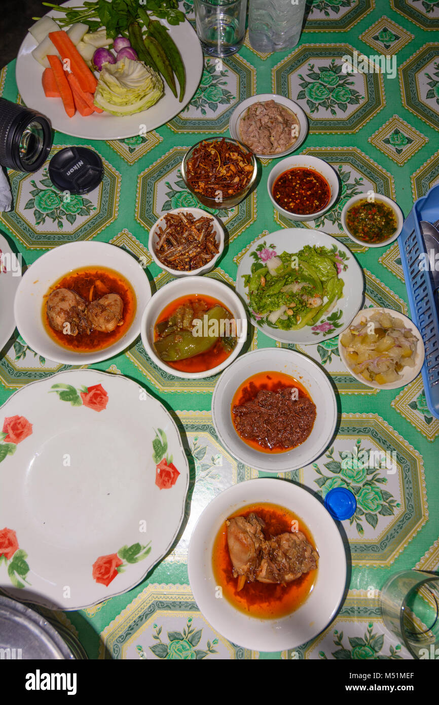 Hsipaw: typical Burmese meal of curries, , Shan State, Myanmar (Burma ...