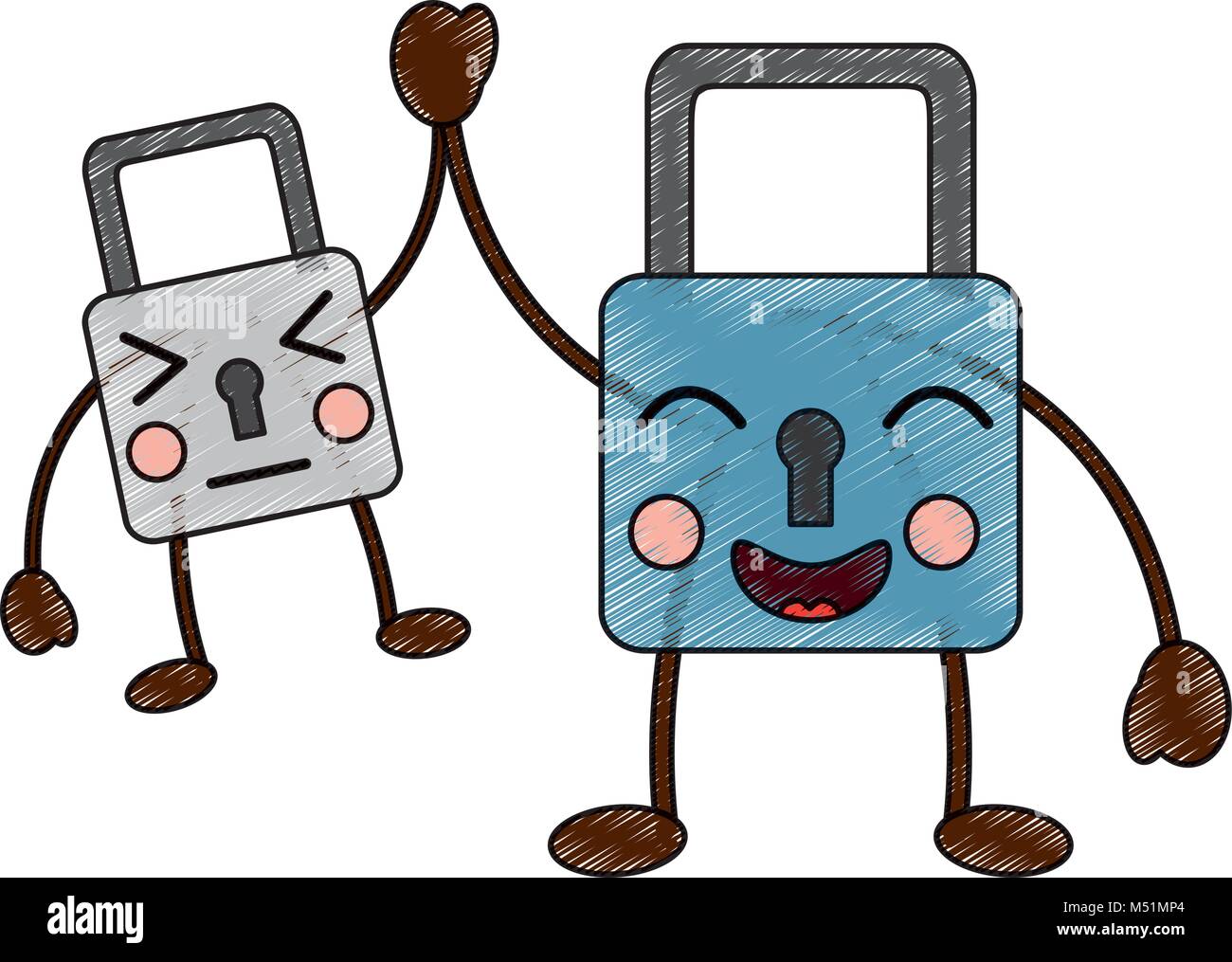 set security padlock kawaii cartoon Stock Vector Image & Art - Alamy