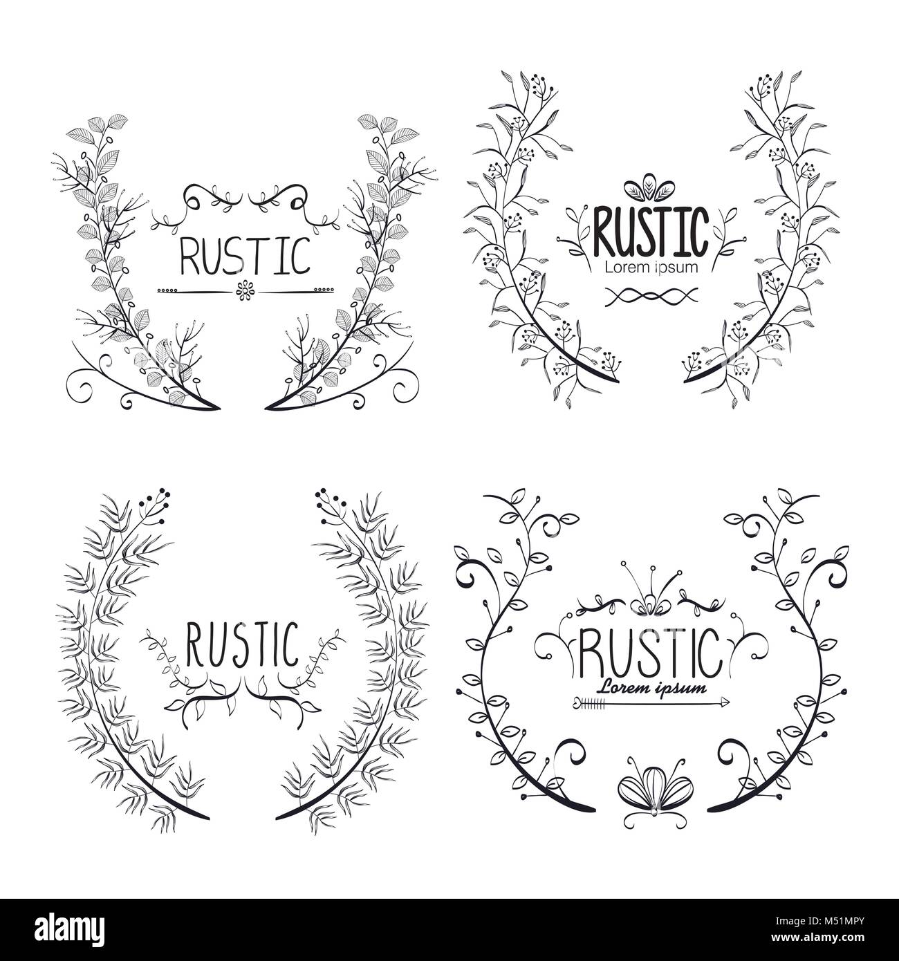rustic set wreaths icons Stock Vector Image & Art - Alamy