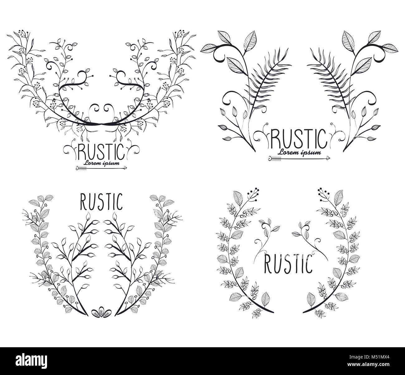 rustic set wreaths icons Stock Vector Image & Art - Alamy