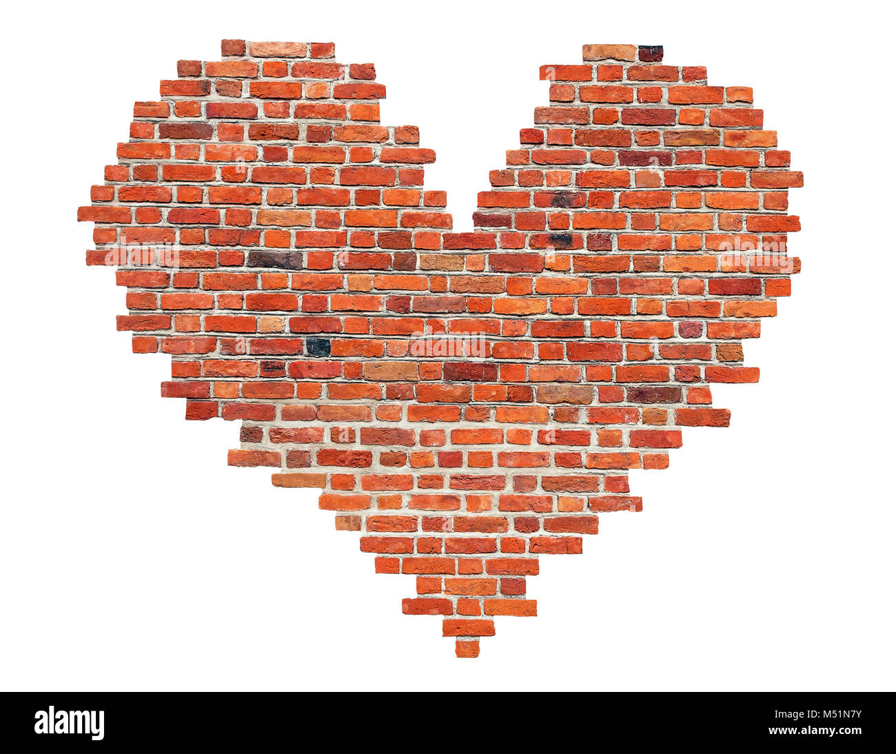 Heart of red old brick like a symbol of love Stock Photo - Alamy