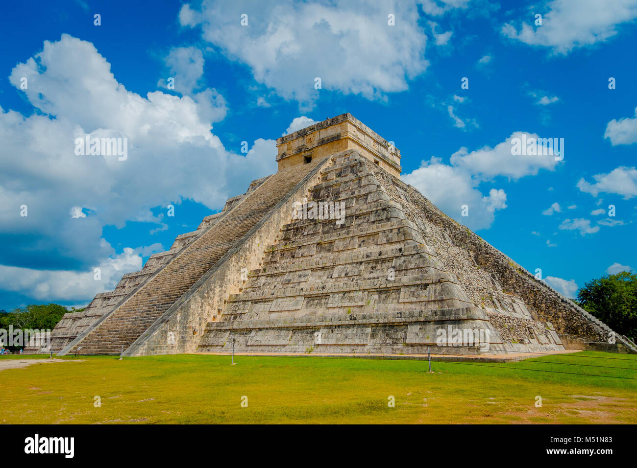 CHICHEN ITZA, MEXICO - NOVEMBER 12, 2017: Steps of the famous pyramid ...