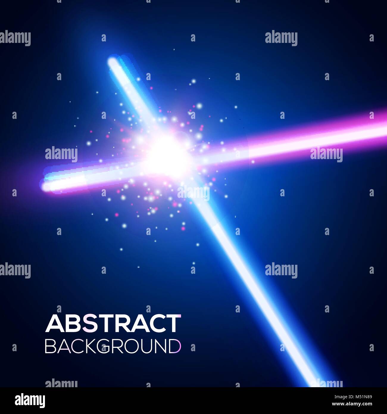 Abstract background with two crossed light neon swords fight. Glowing ...