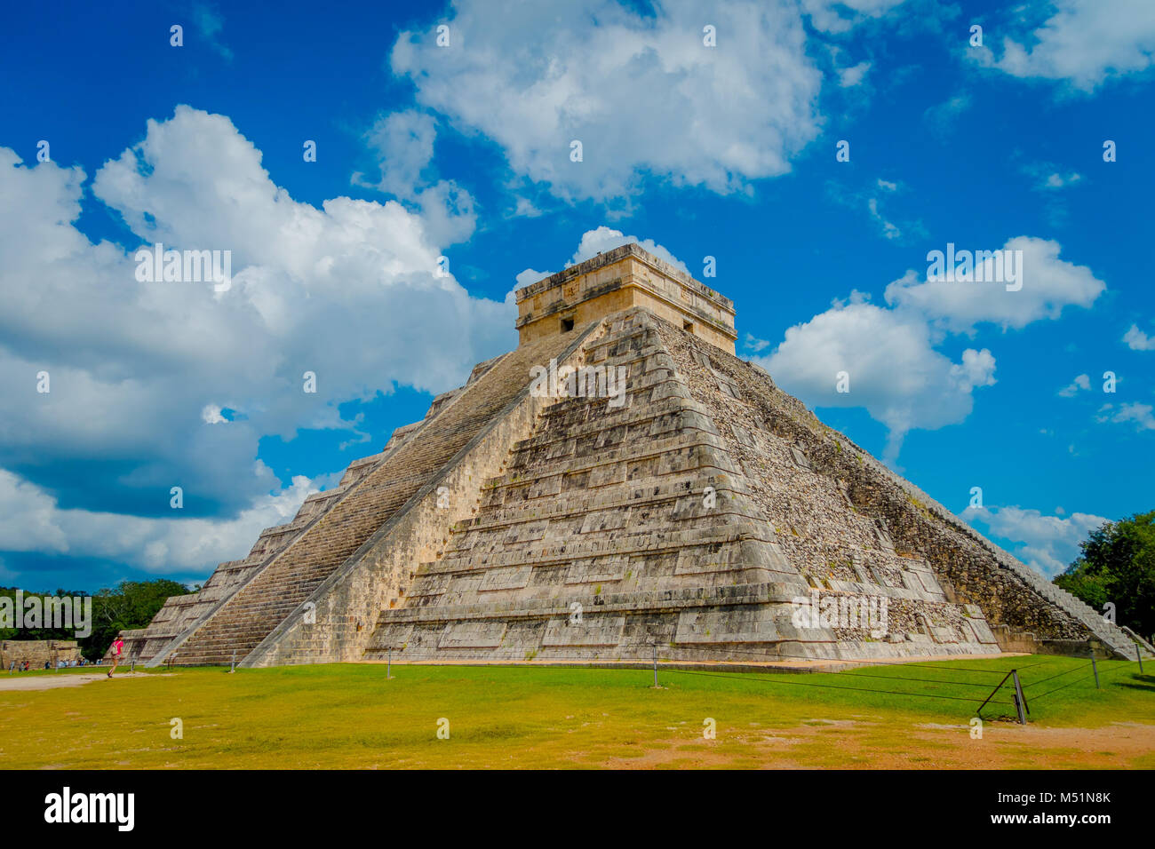 CHICHEN ITZA, MEXICO - NOVEMBER 12, 2017: Steps of the famous pyramid ...