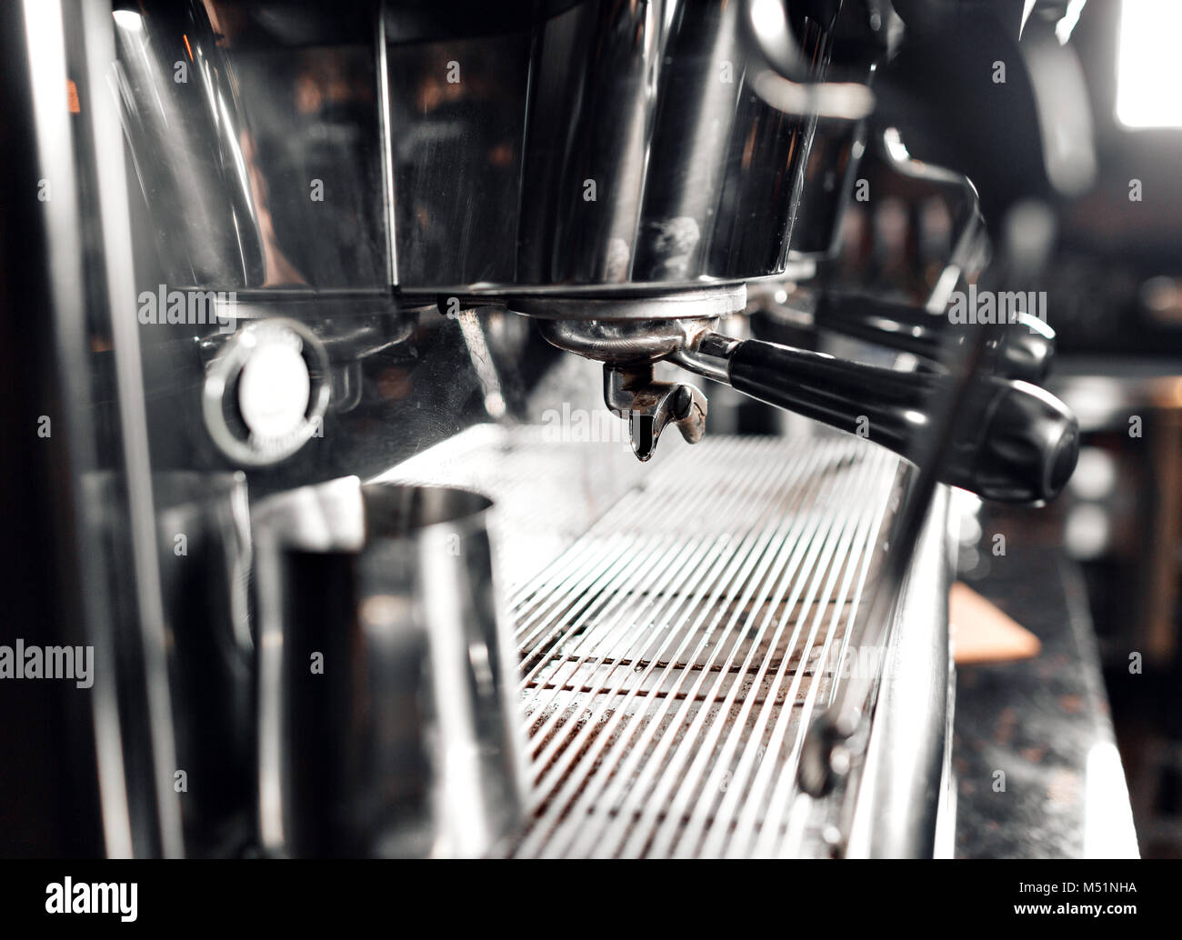 Coffee machine in the coffee shop. Close up shot Stock Photo - Alamy