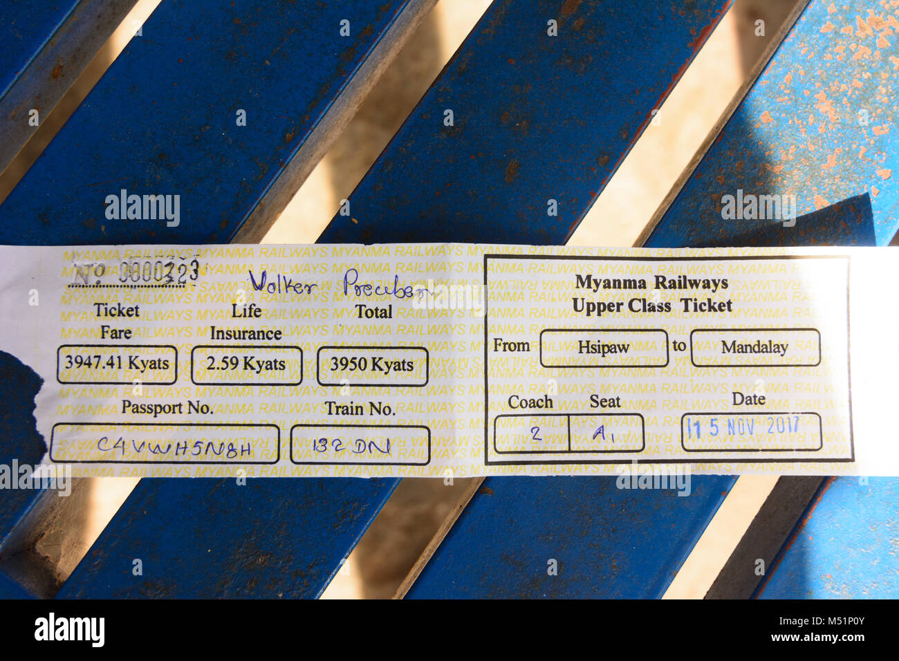 Hsipaw: Hsipaw train station, train ticket for foreigners, , Shan State ...
