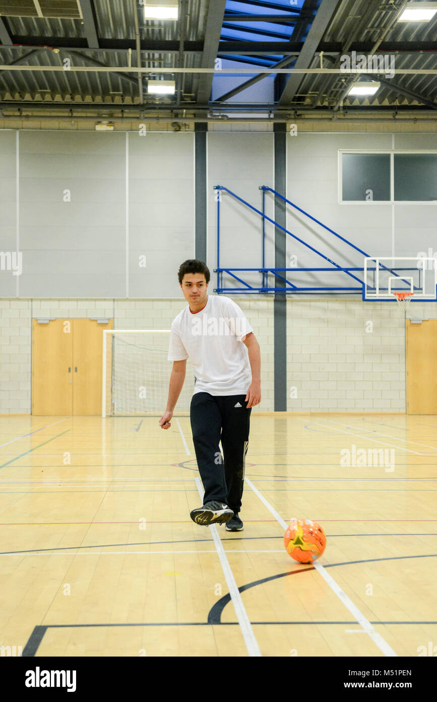 school students playing sports in the indoor sports hall at their ...
