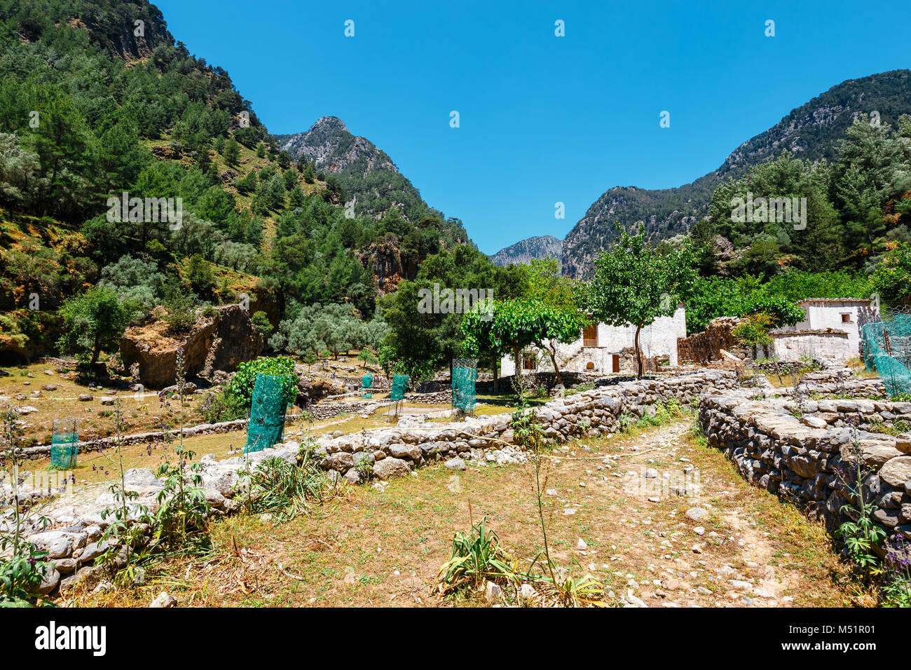 Displaced village Samaria in Samaria Gorge in central Crete, Greece ...