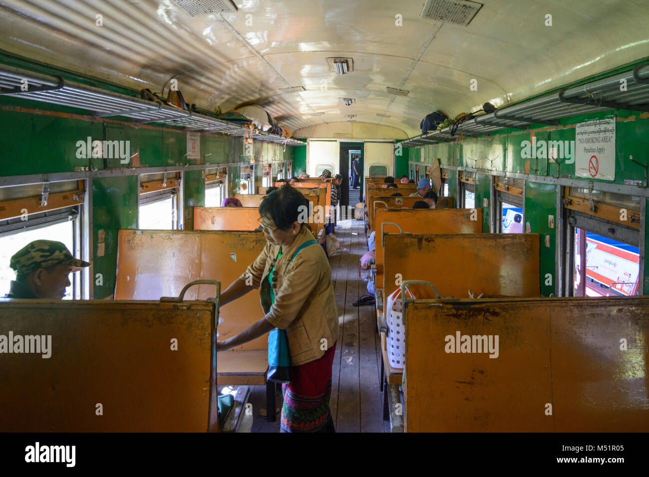 Hsipaw: train, lower class car, , Shan State, Myanmar (Burma Stock ...
