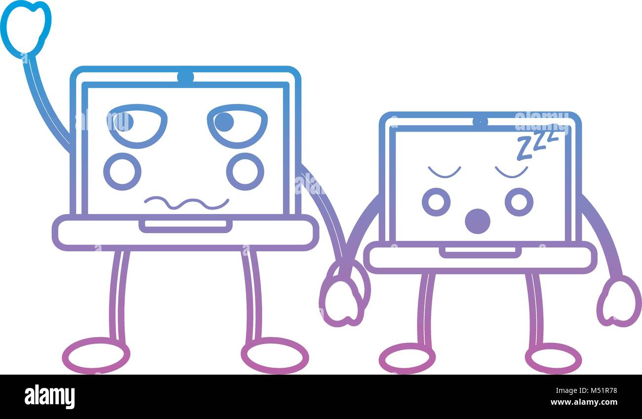 laptop computer kawaii character device Stock Vector Image & Art - Alamy