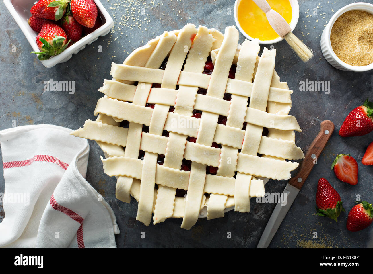 Strawberry lattice pie slice hi-res stock photography and images - Alamy