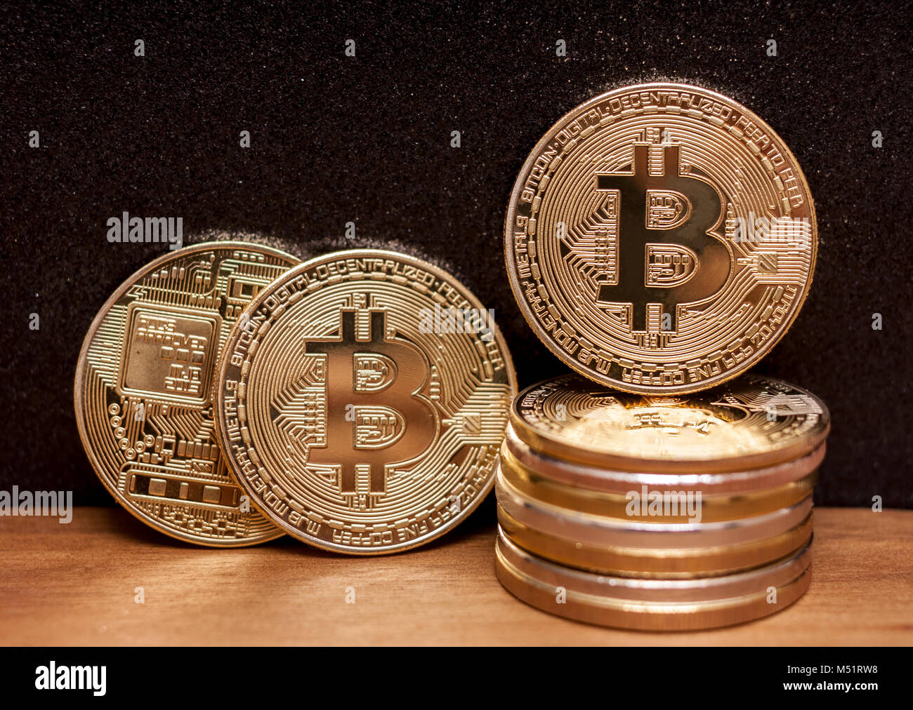 golden bitcoin coins Stock Photo - Alamy