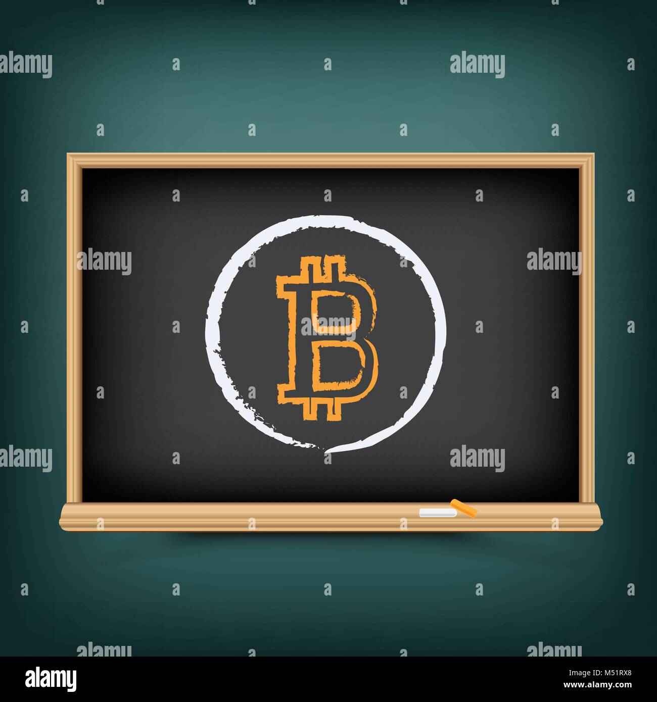 Bitcoin education drawing on school blackboard. Crypto currency lesson ...