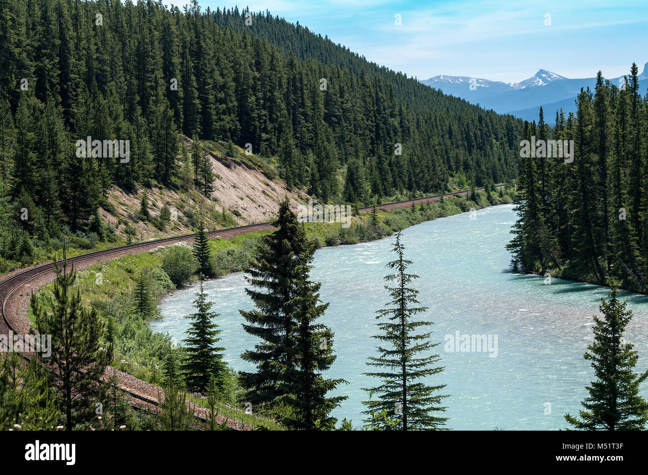 CPR Rail line following the Bow River valley Stock Photo - Alamy