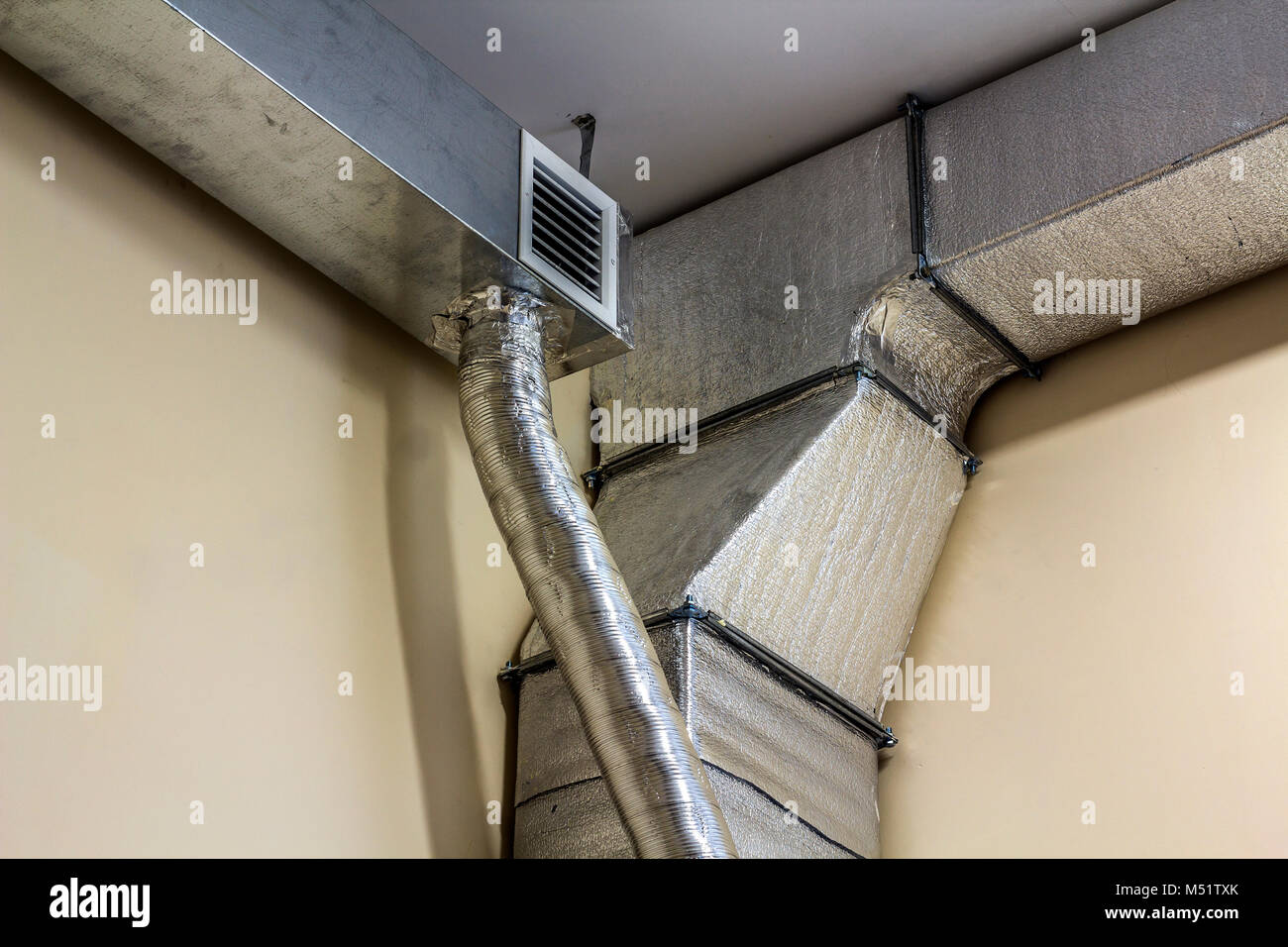 Industrial air duct ventilation equipment and pipe systems installed on ...