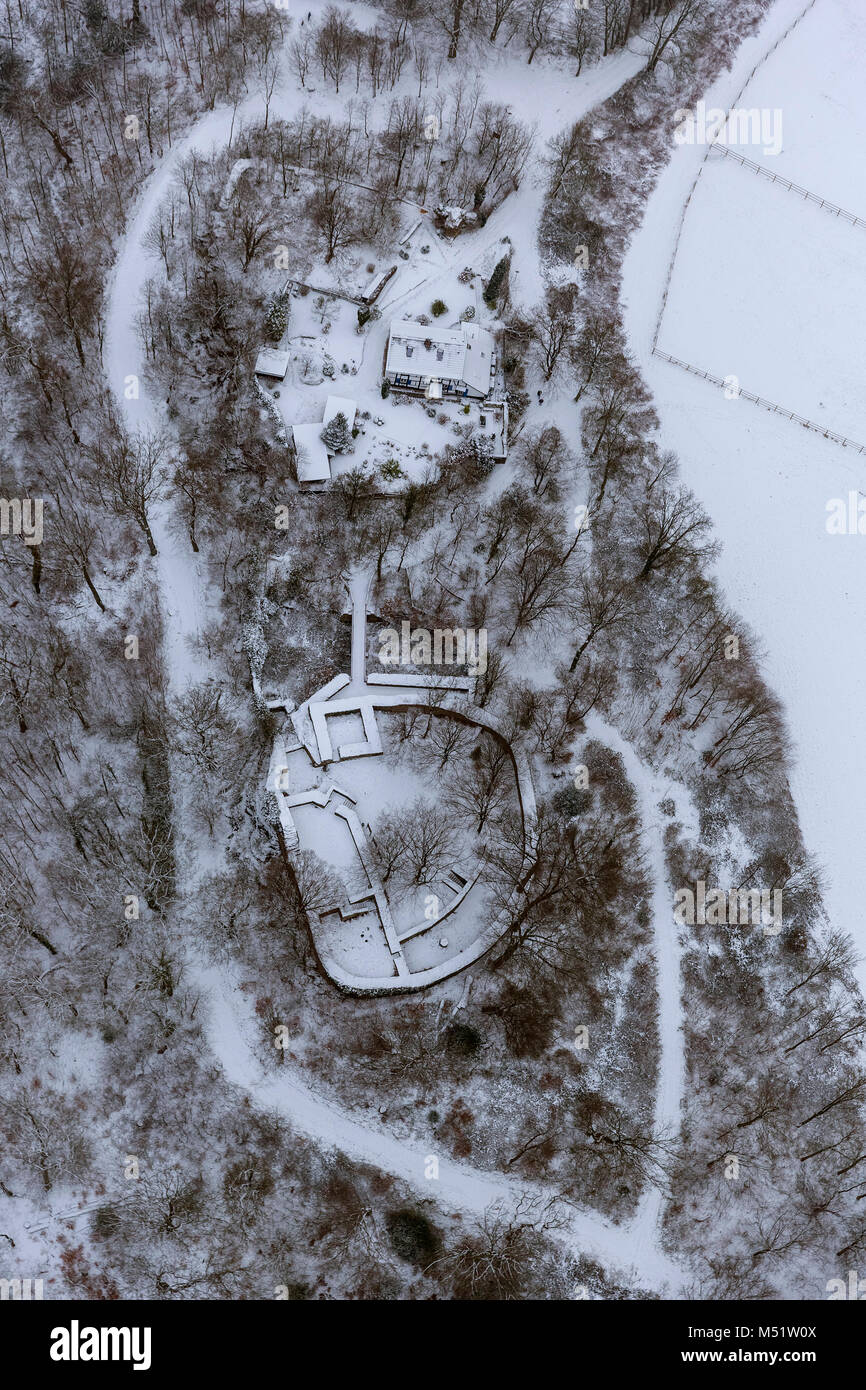 Aerial view, New Isenburg from the 13th century, the keep, on the ...