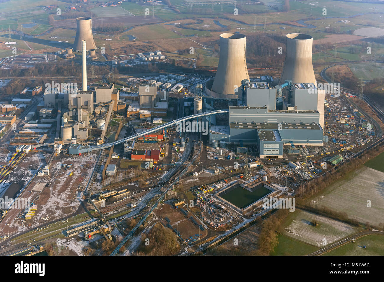 Aerial view, Westfalen power plant, RWE power, coal power plant, power ...