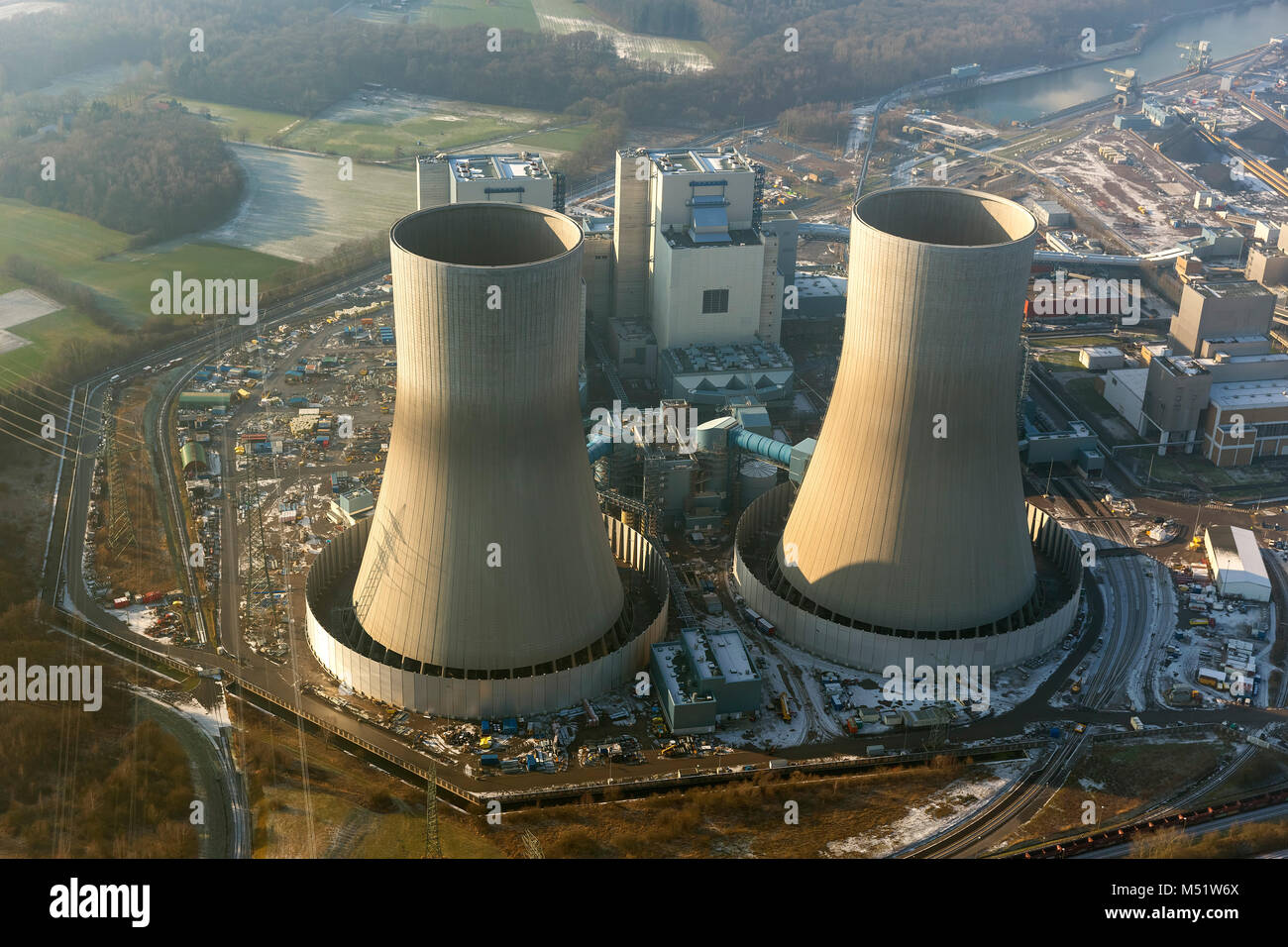 Aerial view, Westfalen power plant, RWE power, coal power plant, power ...