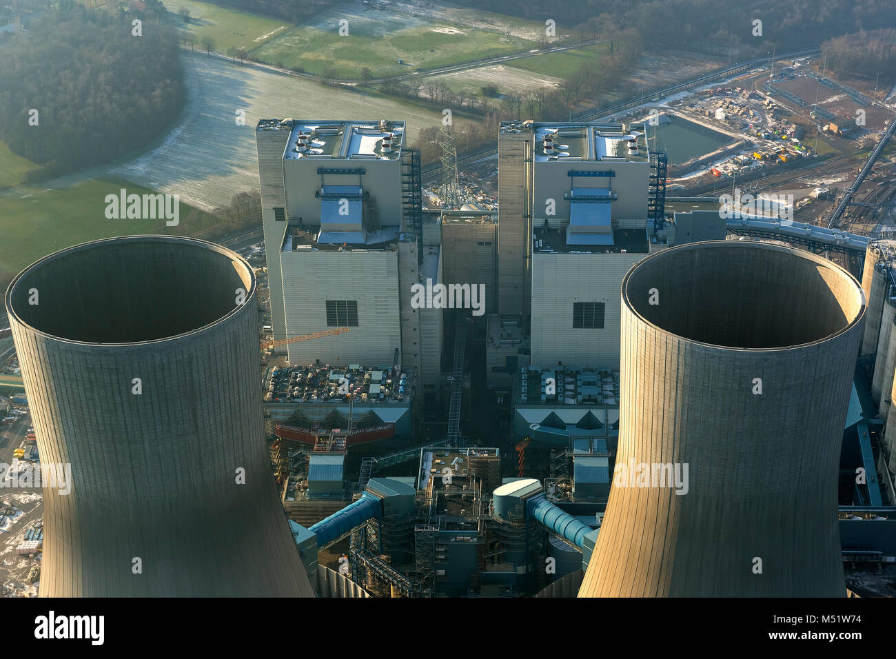 Aerial view, Westfalen power plant, RWE power, coal power plant, power ...