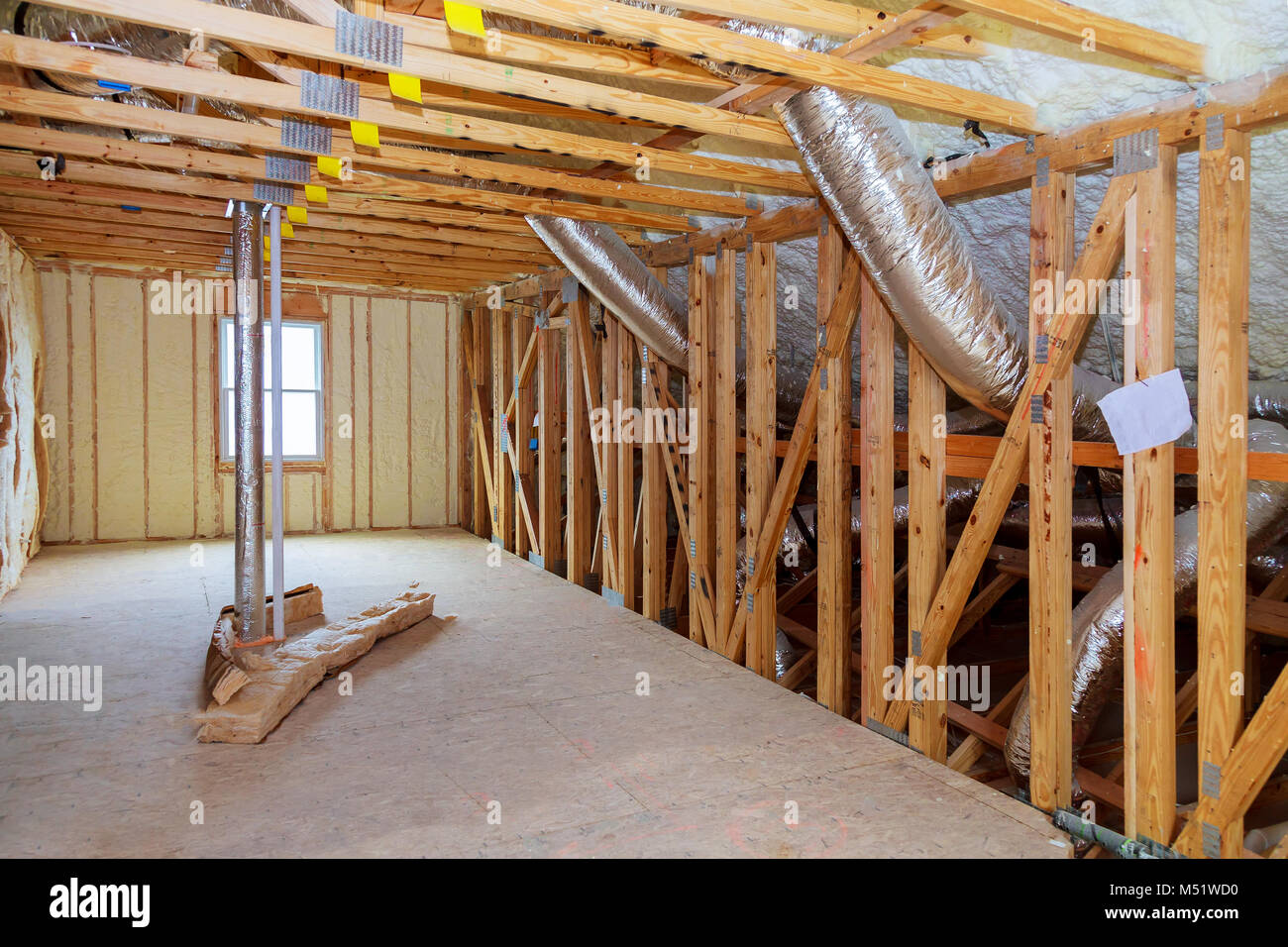 Heat isolation in a new prefabricated house with mineral wool and wood ...