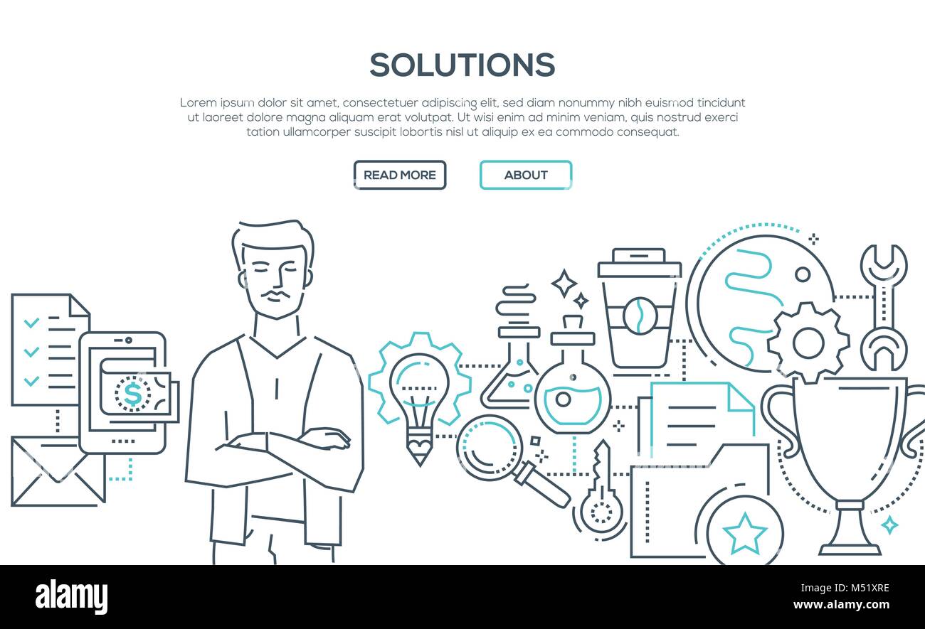 Solutions - modern line design style illustration Stock Vector Image ...