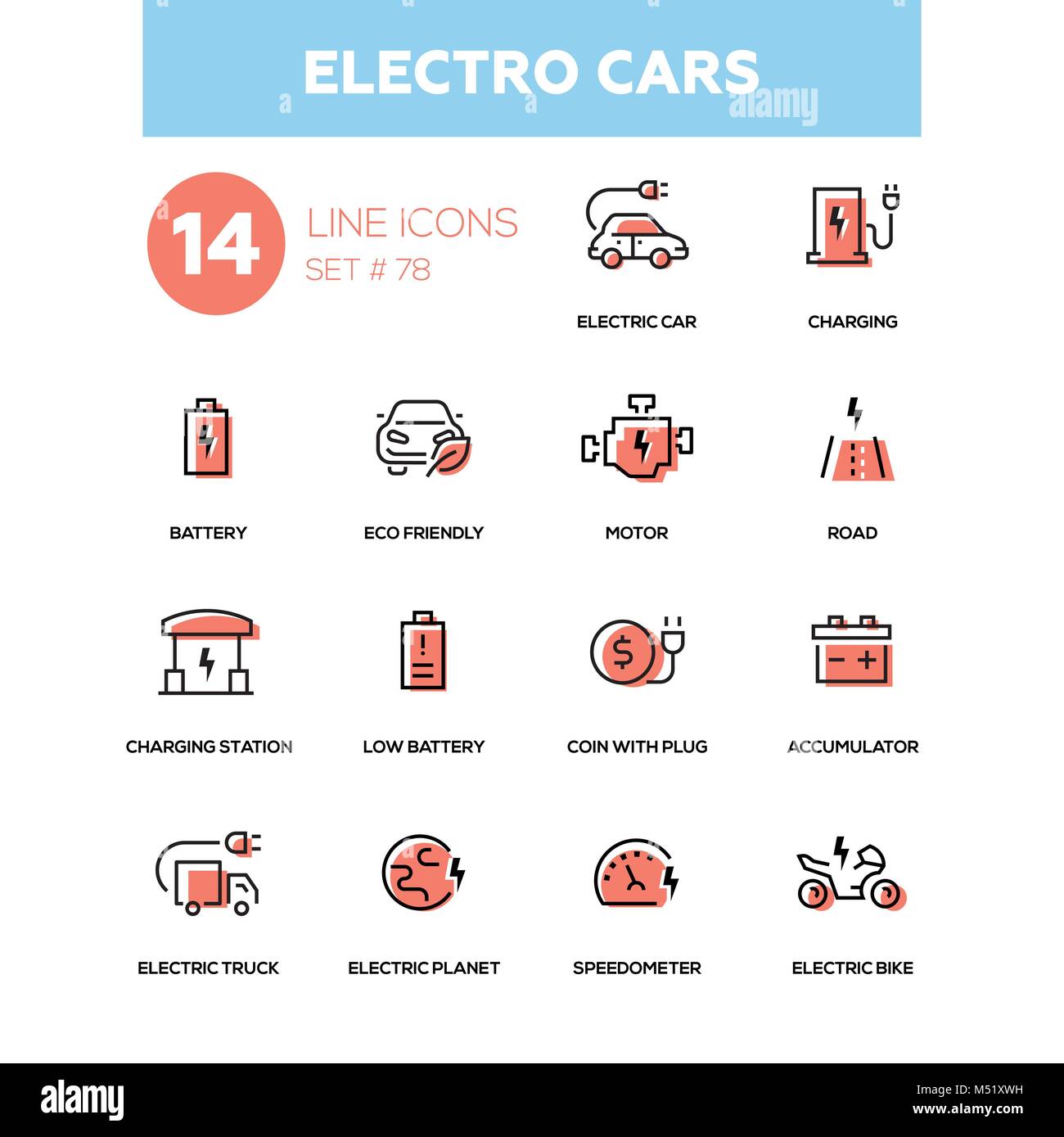 Electro cars - line design icons set Stock Vector Image & Art - Alamy
