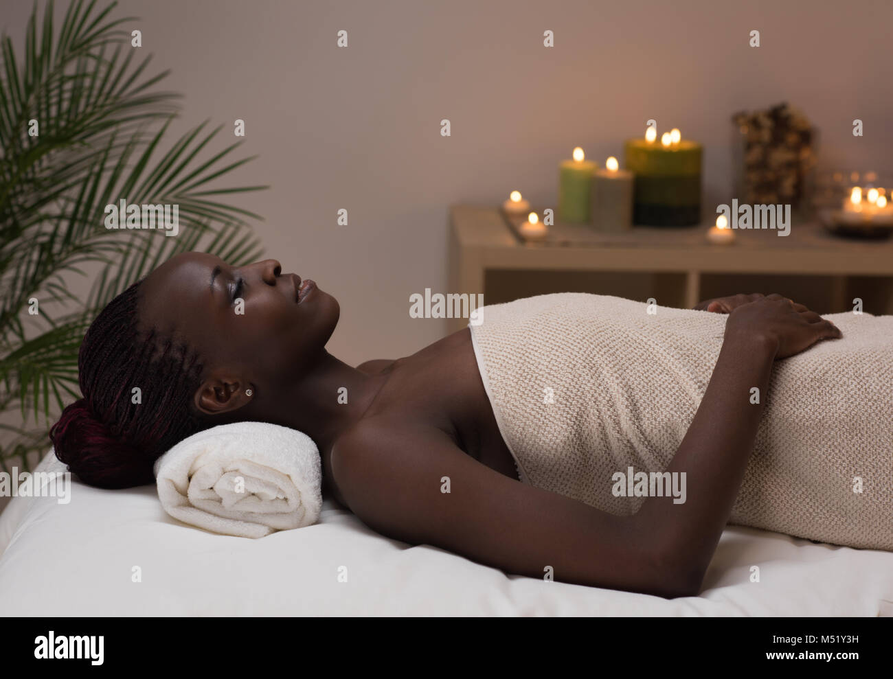 Spa African Woman in Beauty Salon Stock Photo - Alamy