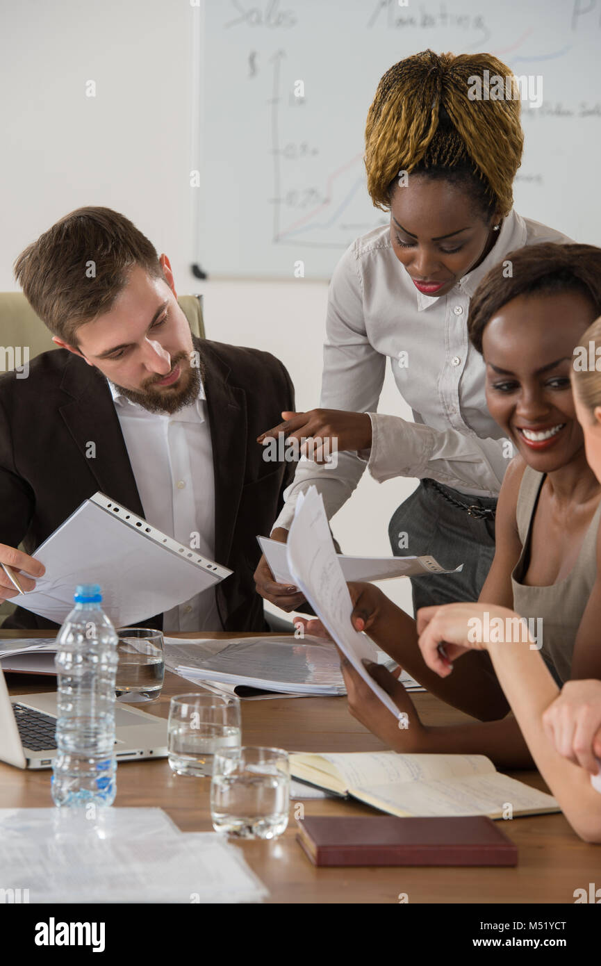 Business meeting at office multi racial group of business people ...