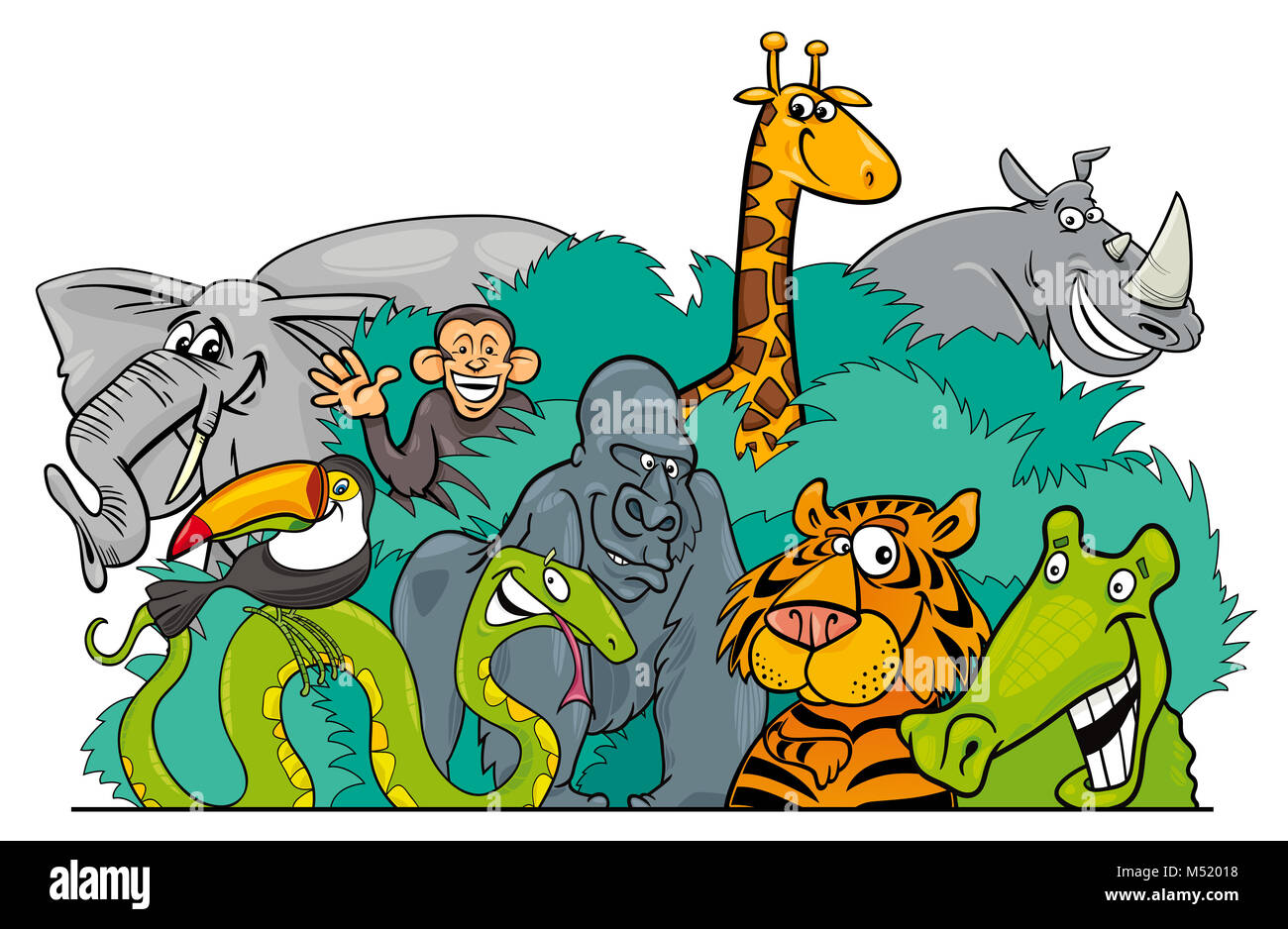 Cartoon Jungle wild animal characters Stock Photo - Alamy