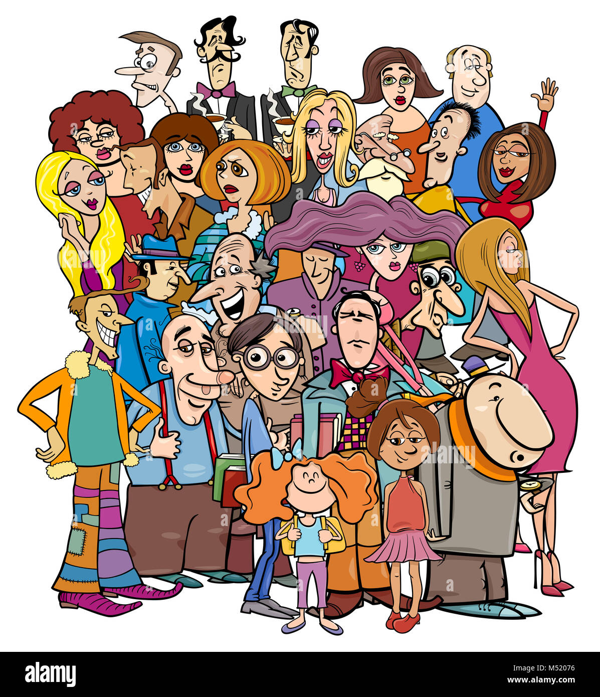 cartoon people characters in the crowd Stock Photo - Alamy