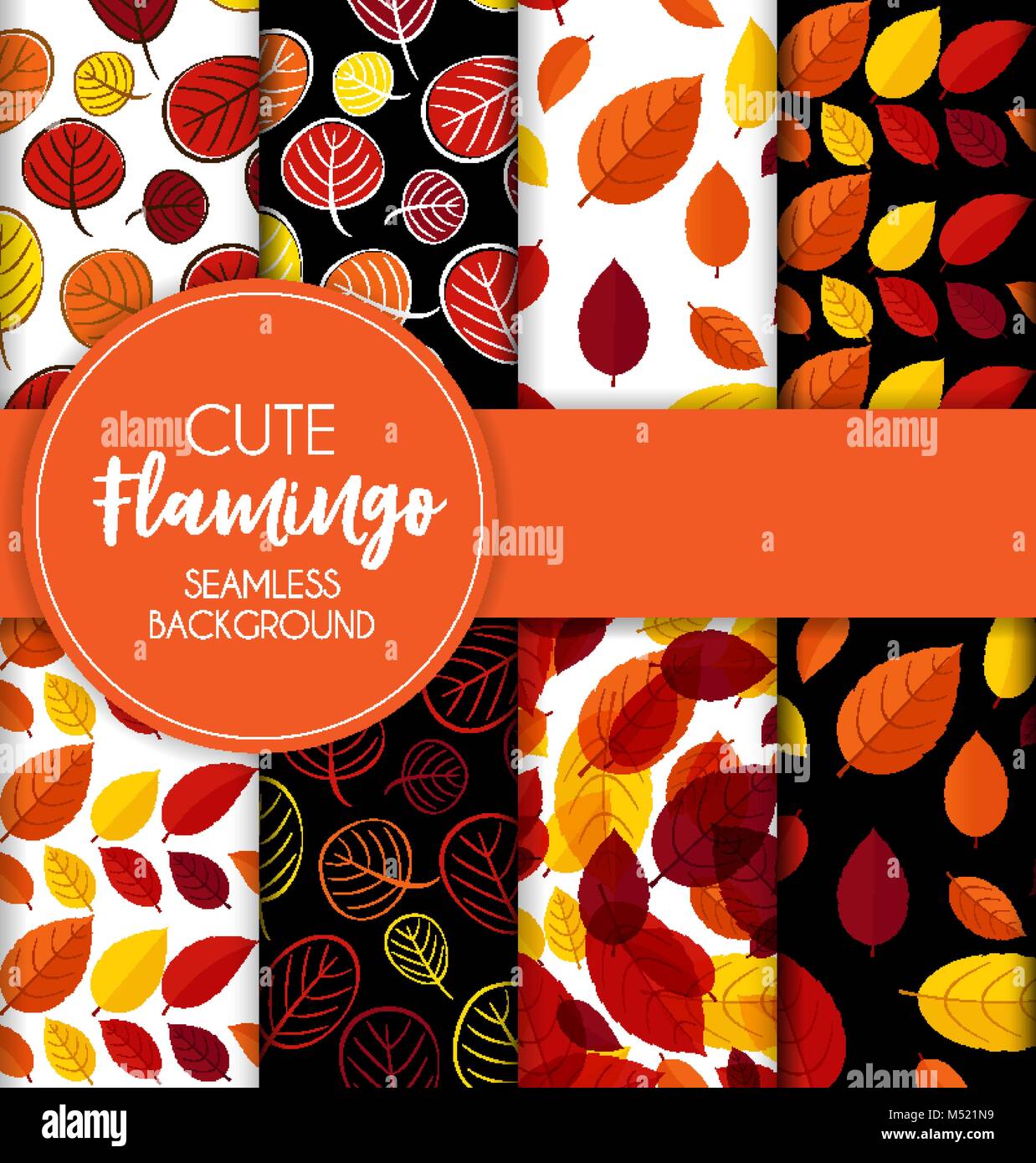 Autumn Leaves Seamless Pattern Collection Set Background Vector ...