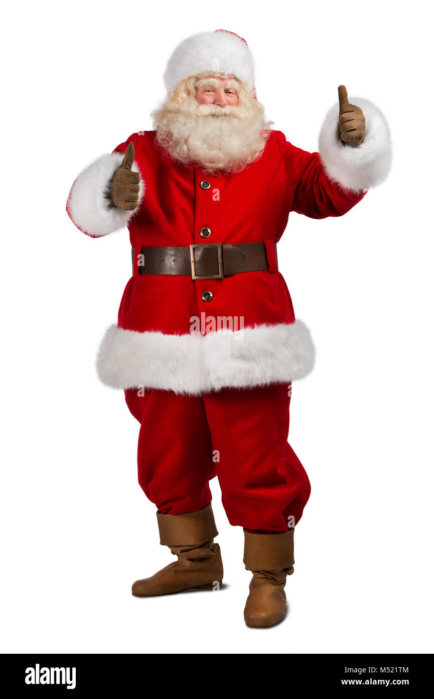 Santa Claus standing isolated on white background and thumbs up - full ...