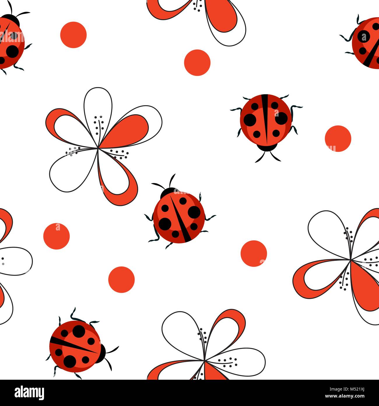 Cute Ladybug Seamless Pattern Background Vector Illustration Stock ...