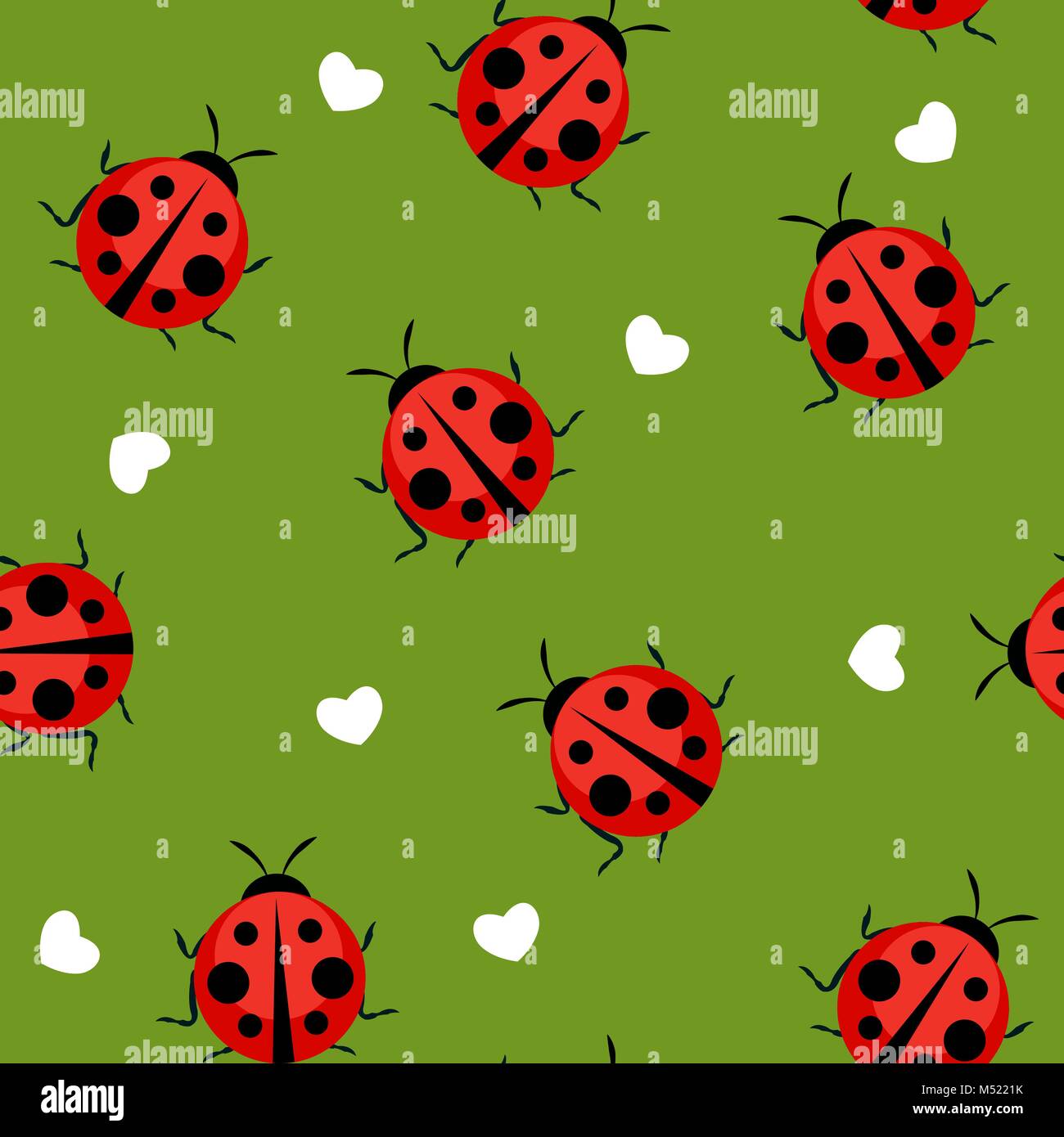 Cute Ladybug Seamless Pattern Background Vector Illustration Stock ...