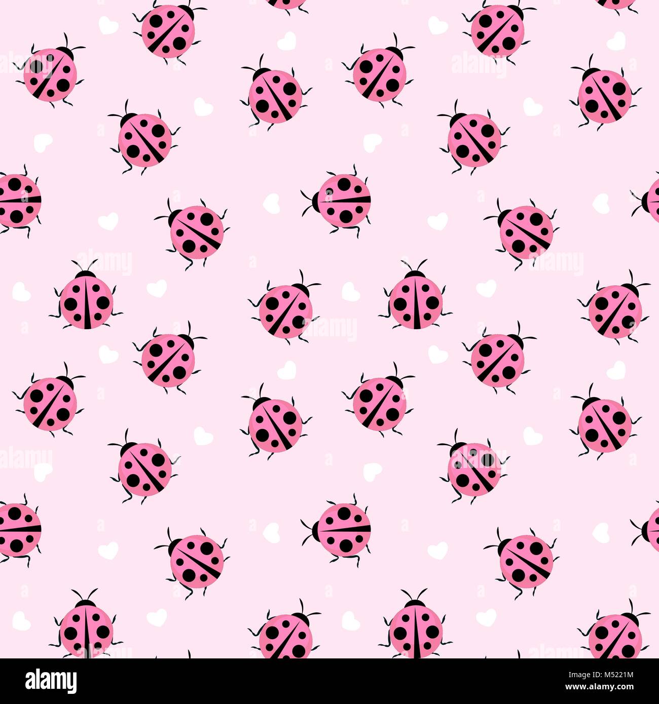 Cute Ladybug Seamless Pattern Background Vector Illustration Stock ...