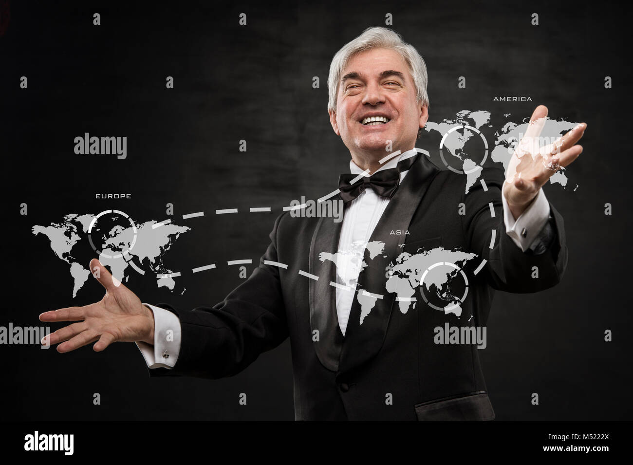 Excited business man succeed in international business - conceptual ...