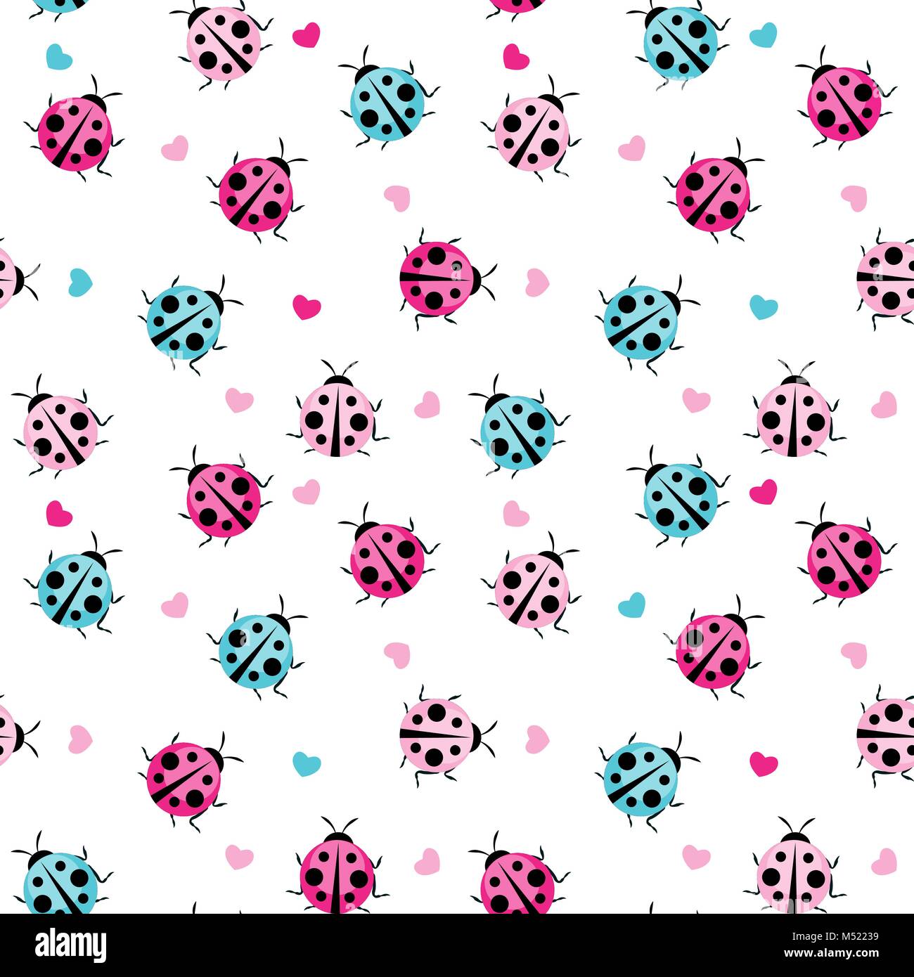 Cute Ladybug Seamless Pattern Background Vector Illustration Stock ...
