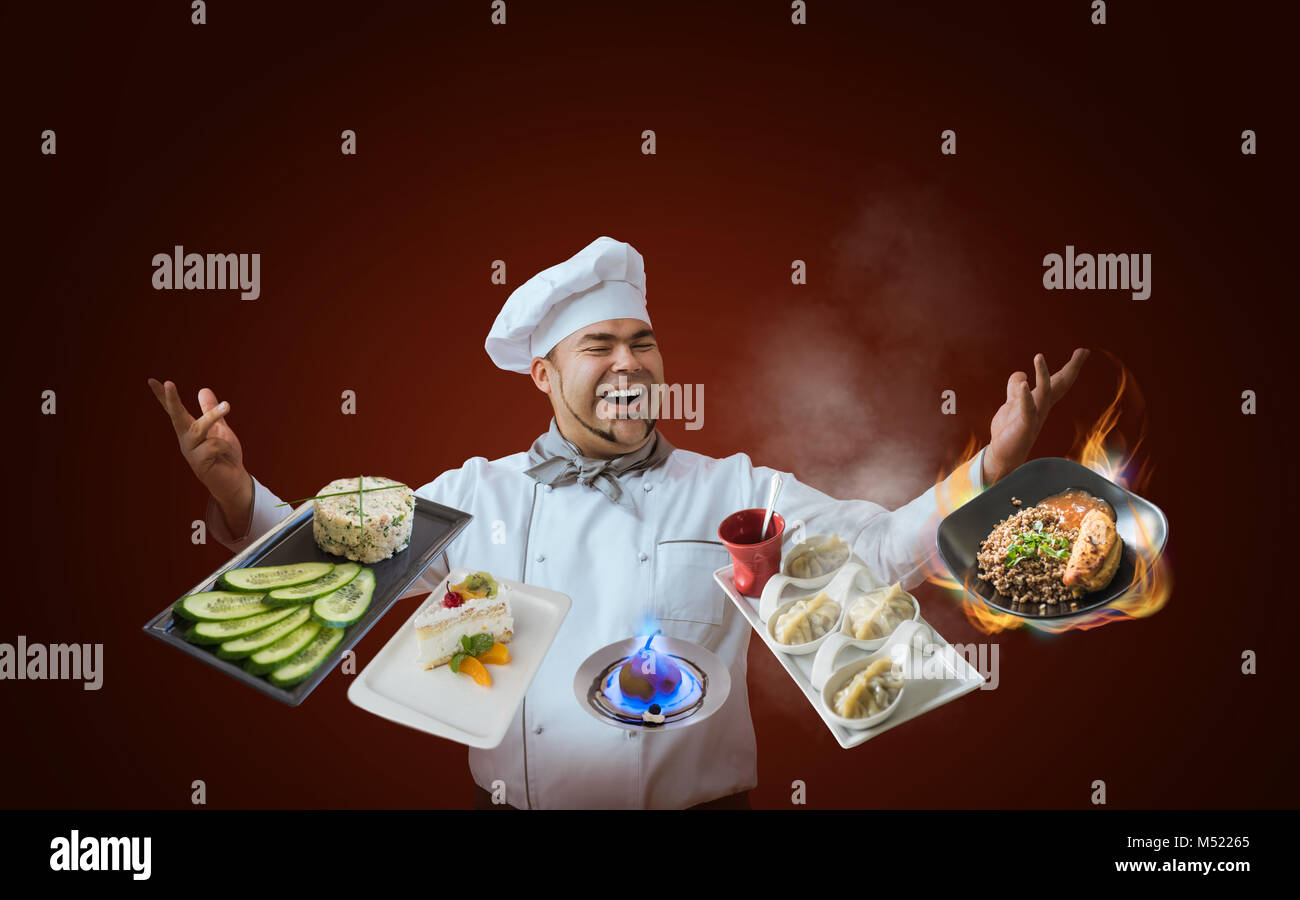 Chef presenting new menu Stock Photo - Alamy