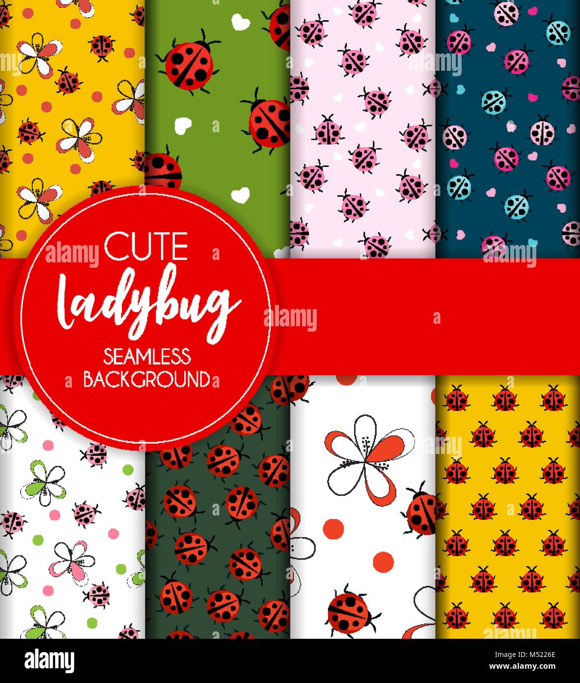 Cute Ladybug Seamless Pattern Background Vector Illustration Stock ...