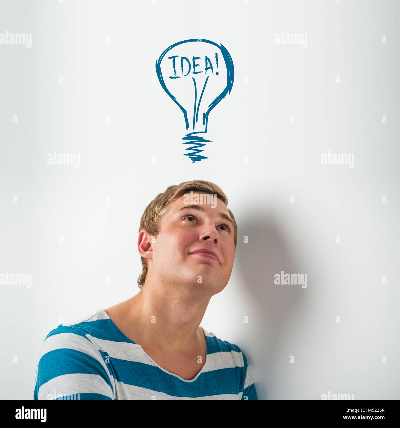 Idea man - brainstorming. Handsome young man contemplating. Graphic ...