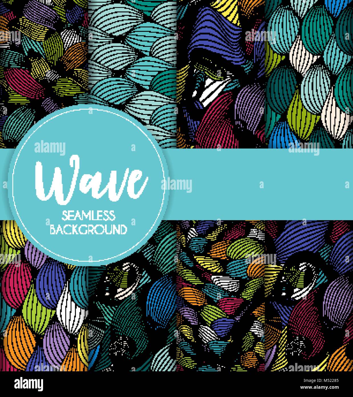 Abstract Wave Seamless Pattern Collection Set Background Vector Illustration Stock Vector Image