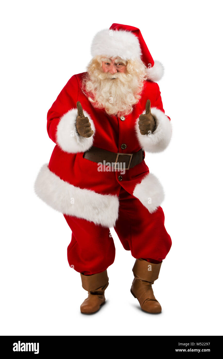 Santa Claus standing isolated on white background and thumbs up - full ...