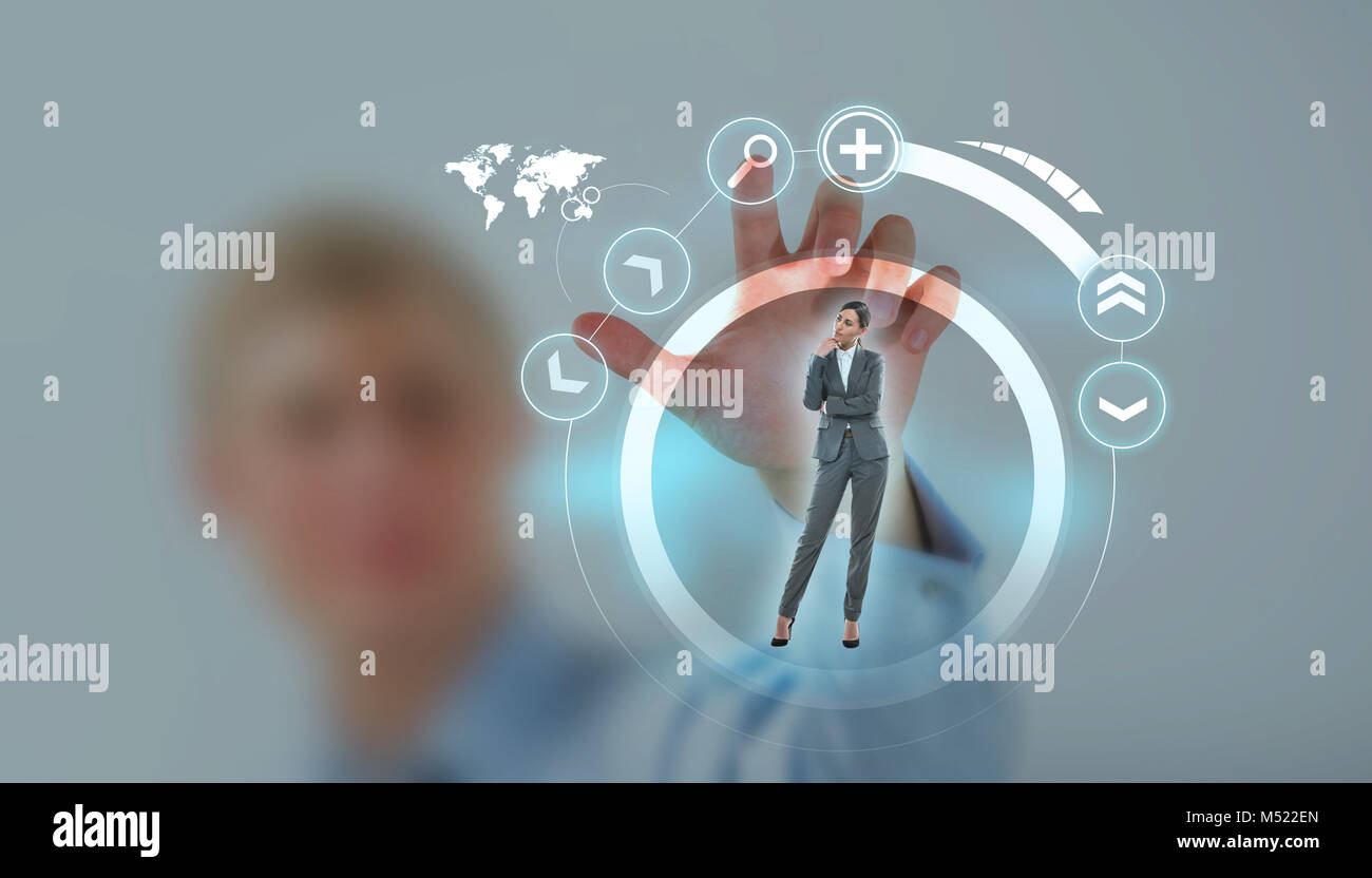 Doctor working with futuristic touch screen interface Stock Photo - Alamy