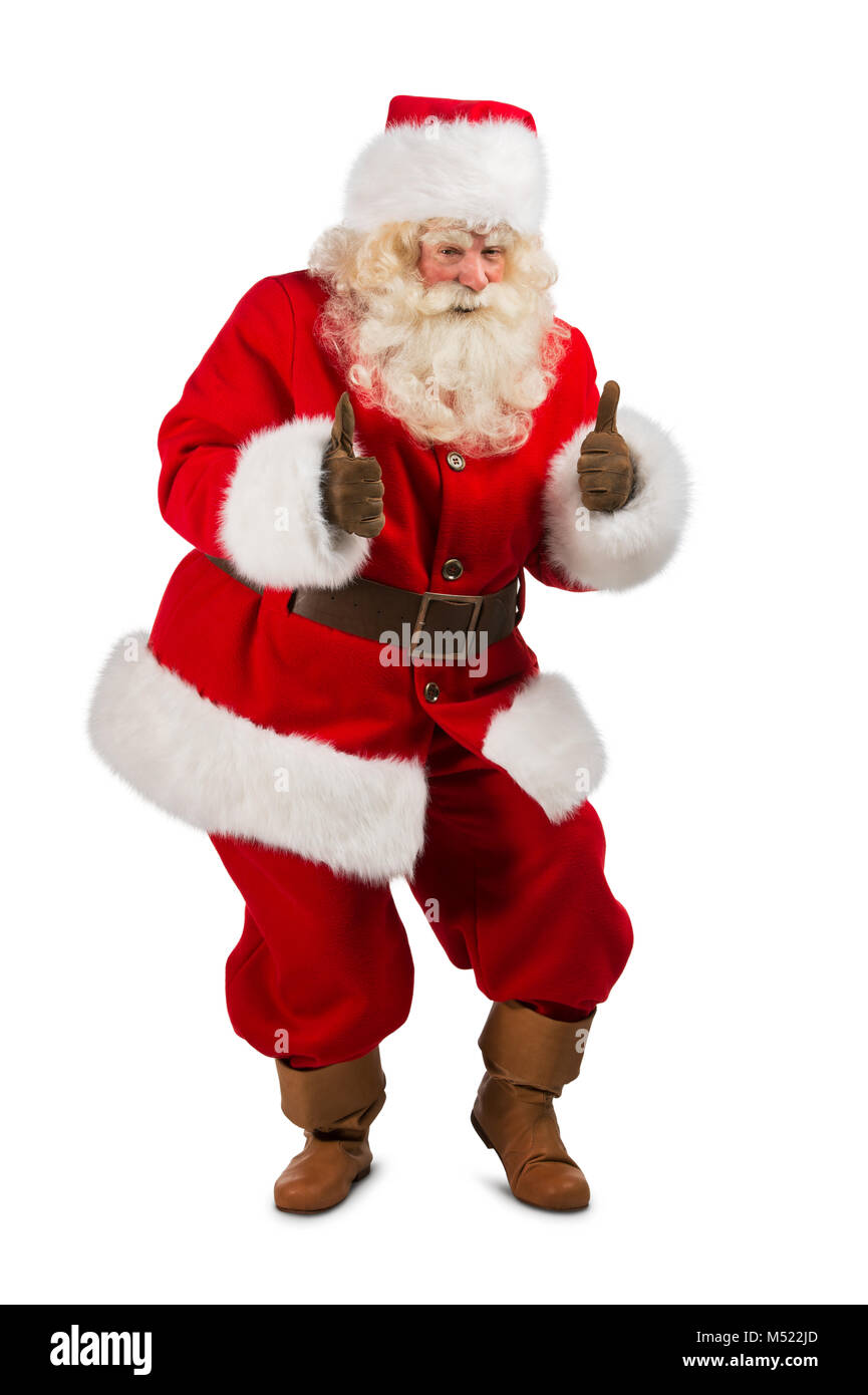 Santa Claus standing isolated on white background and thumbs up - full ...