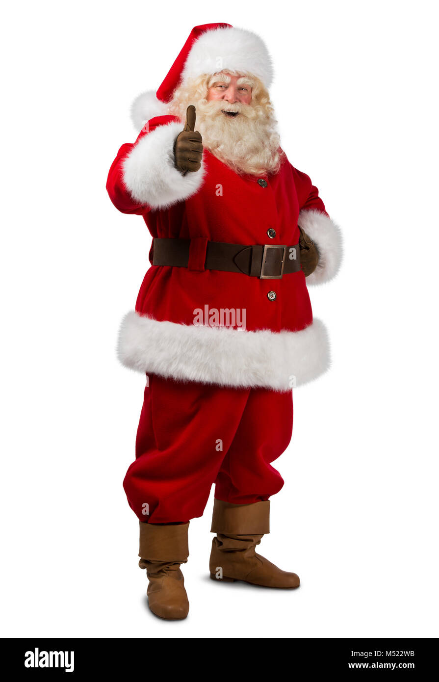 Santa Claus standing isolated on white background and thumbs up - full ...